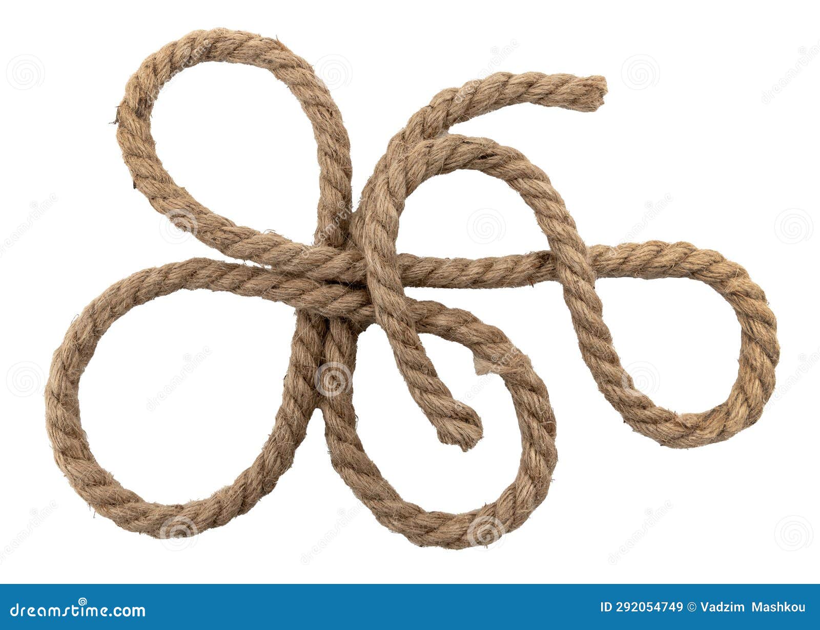Rope Made of Jute in Loops and Knots on a White Background. Linen ...
