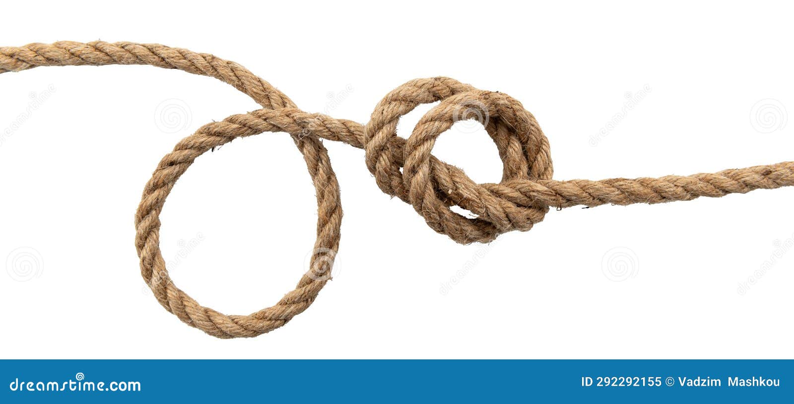 Rope Made of Jute in Loops and Knots on a White Background. Linen ...