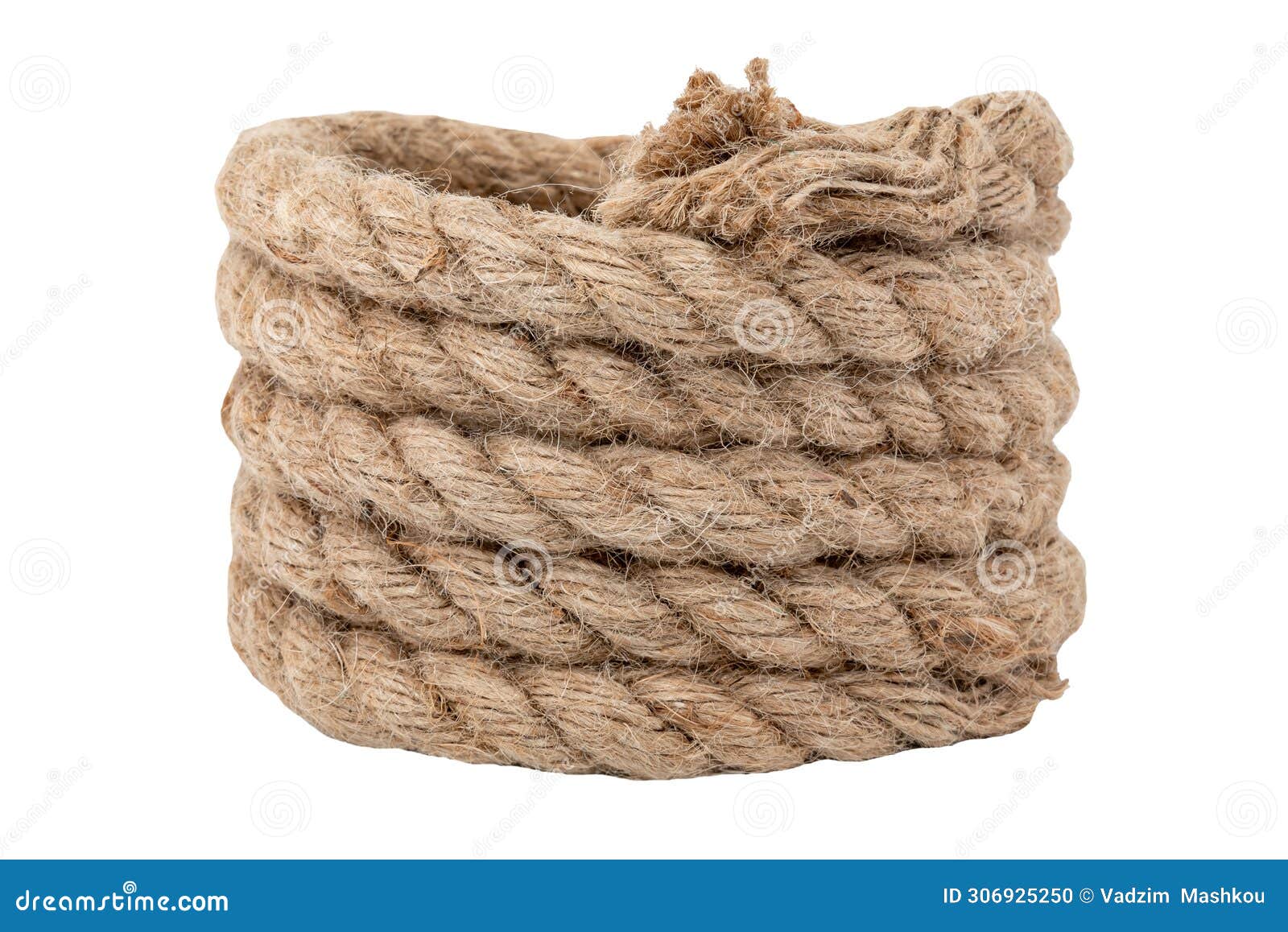 Rope Made of Jute in Loops and Knots on a White Background. Linen ...