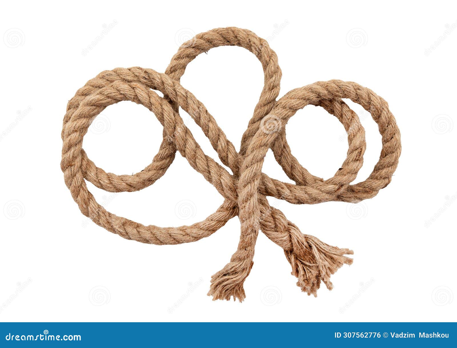 Rope Made of Jute in Loops and Knots on a White Background. Linen ...