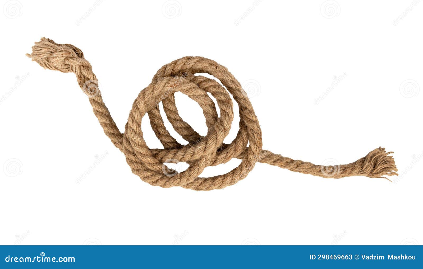 Rope Made of Jute in Loops and Knots on a White Background. Linen ...