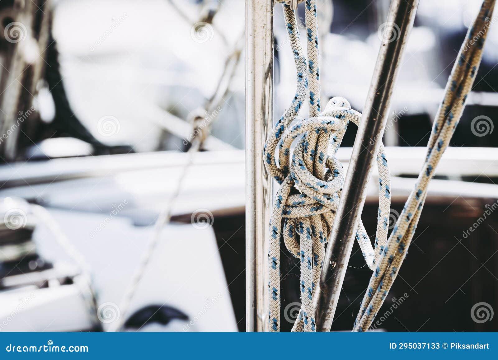 Rope with Marine Knot on a Boat Stock Image - Image of water, ocean ...
