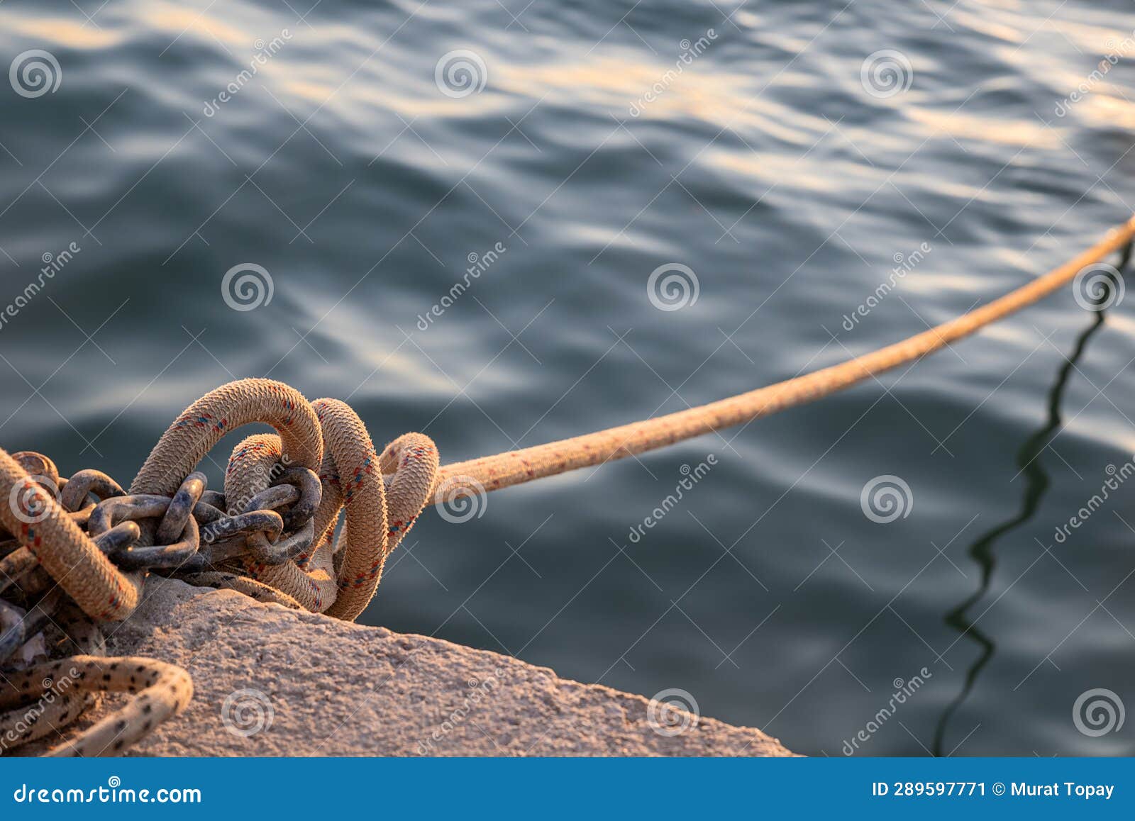 Rope Moored on Shore for Mooring Boats Stock Image - Image of nautical ...