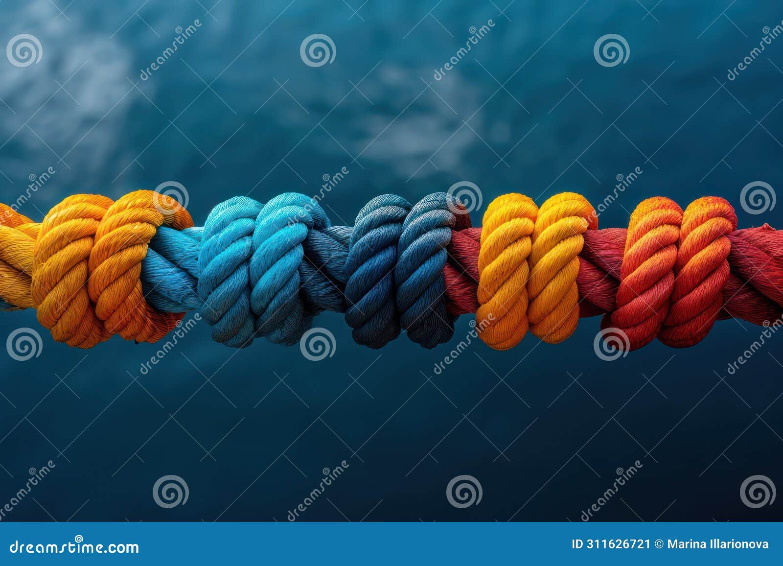 Rope with Multi-colored Sea Knots, Abstract Background. Generative AI ...