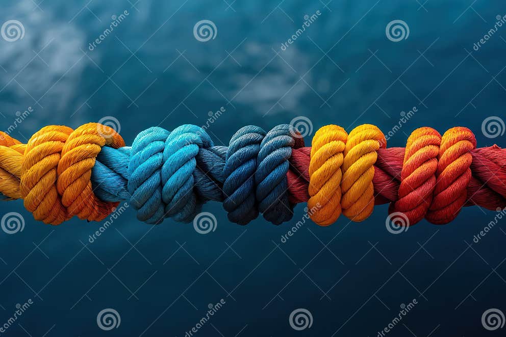 Rope with Multi-colored Sea Knots, Abstract Background. Generative AI ...