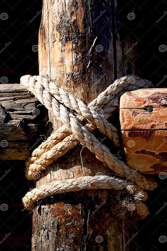 Rope, Nail and Wooden Surface Stock Photo - Image of nail, nature: 3457938