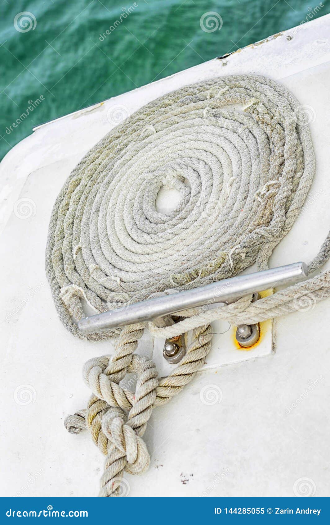The Rope Rope is Neatly Folded on the Ship`s Deck Stock Image - Image ...