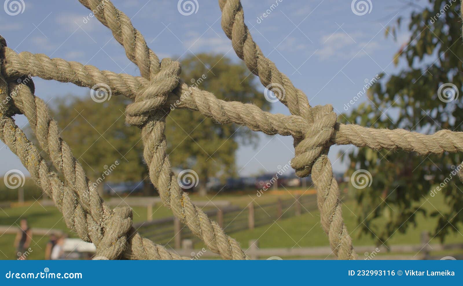 Rope Net on the Playground. the Knots Fasten the Steps Stock Photo ...