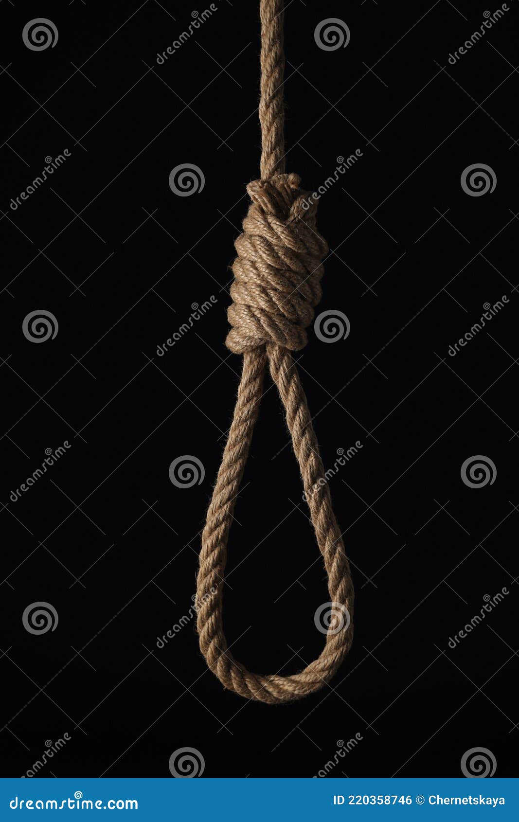 Rope Noose with Knot on Black Background Stock Photo - Image of object ...