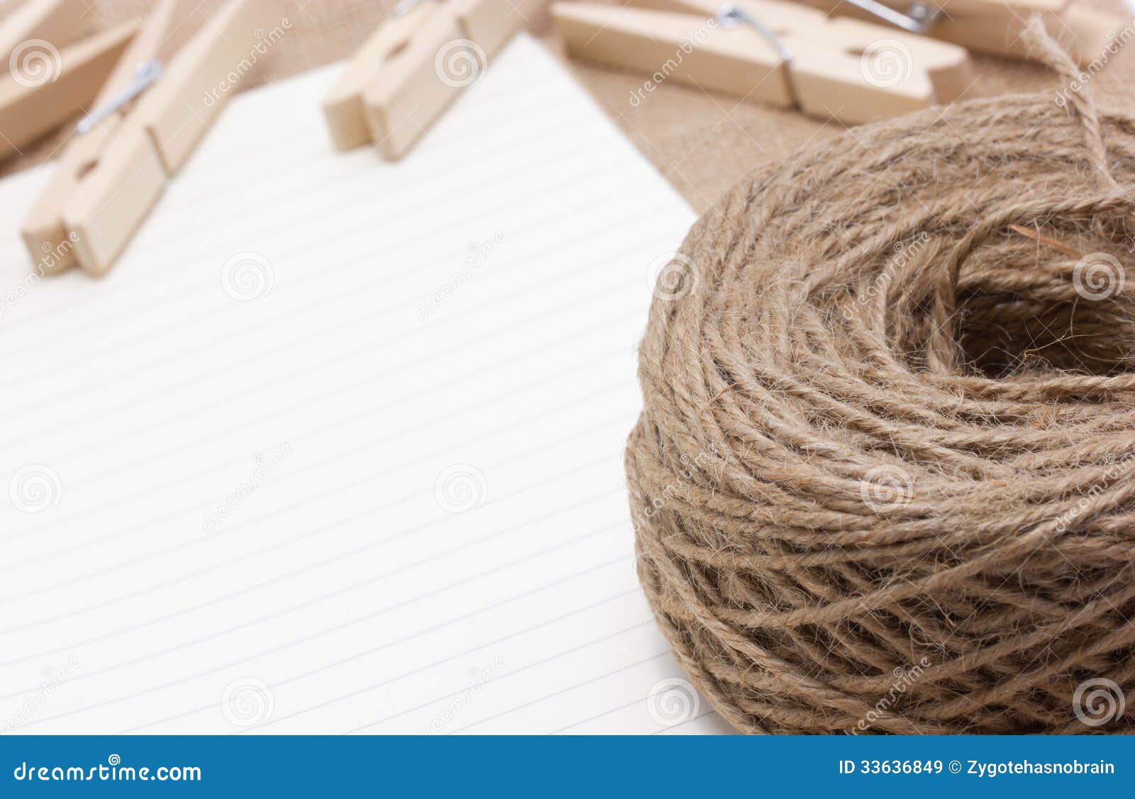 Rope on Notebook with Clothespin. Stock Image - Image of rope ...