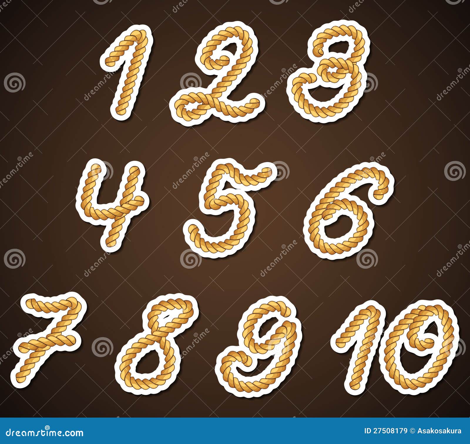 Rope Numbers, Detailed Design Elements Stock Vector - Illustration of ...