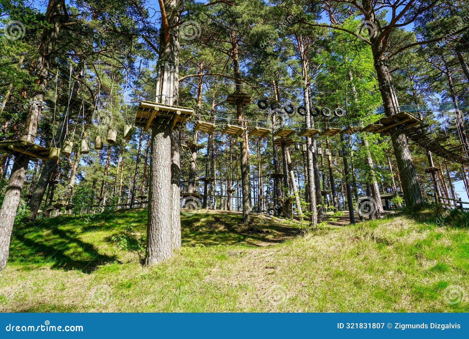 Rope Obstacle Track High in the Trees, a Rope Course in an Adventure ...
