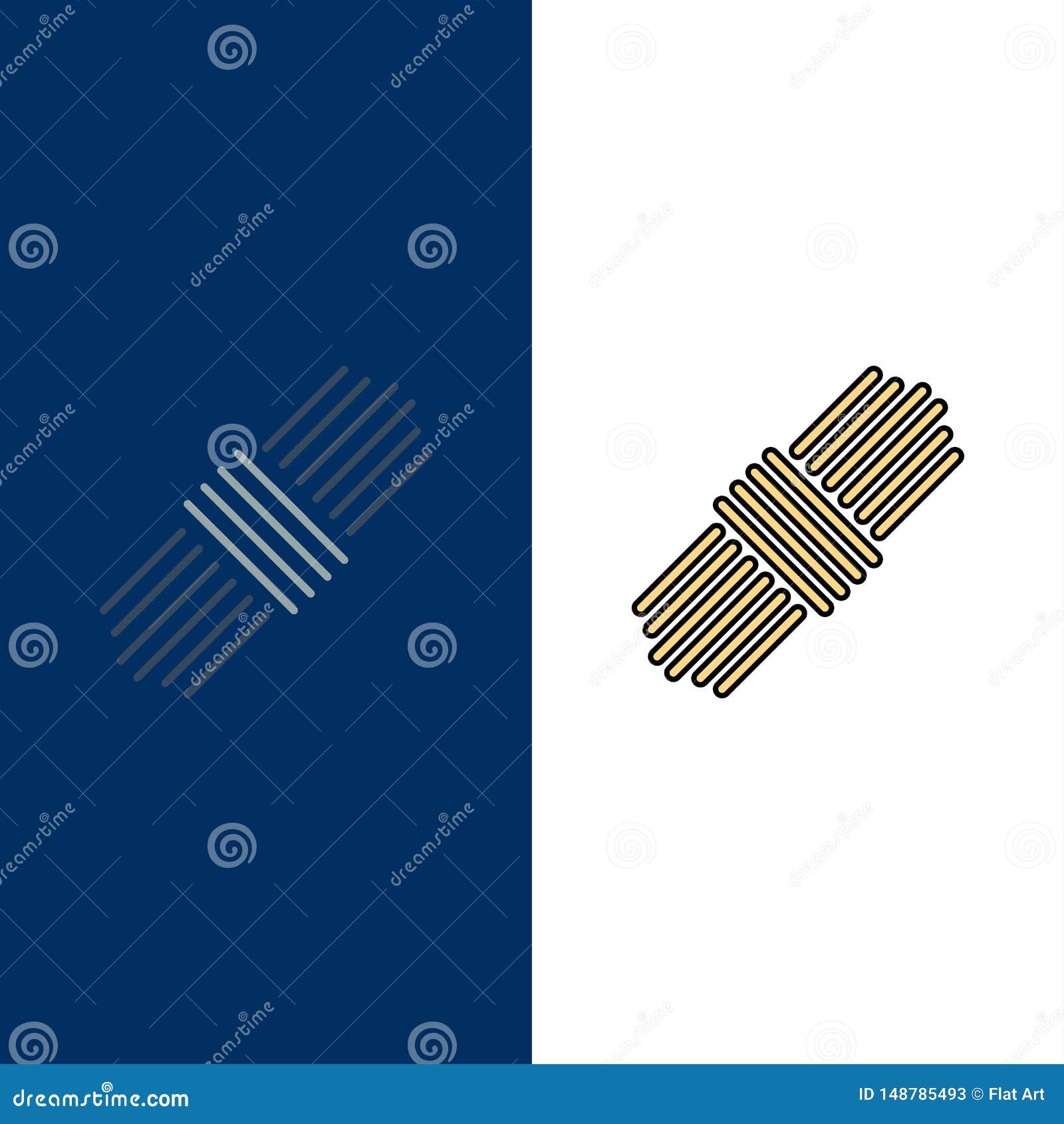 Rope, Pack, Set Icons. Flat and Line Filled Icon Set Vector Blue ...