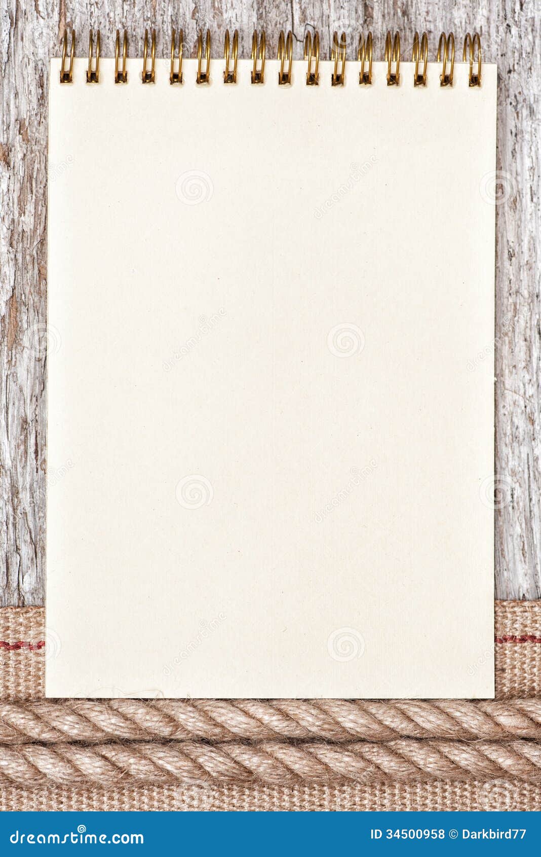 Rope, Paper Notebook and Hardware Ribbon on the Old Wood Stock Photo ...