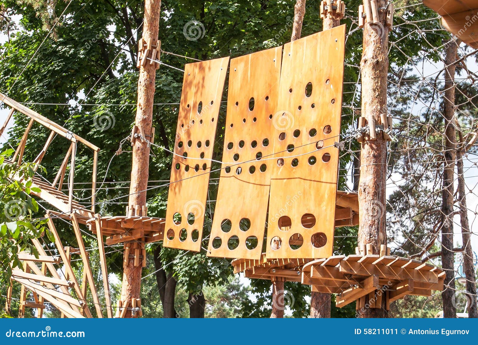 Rope park stock image. Image of conquering, crossing - 58211011