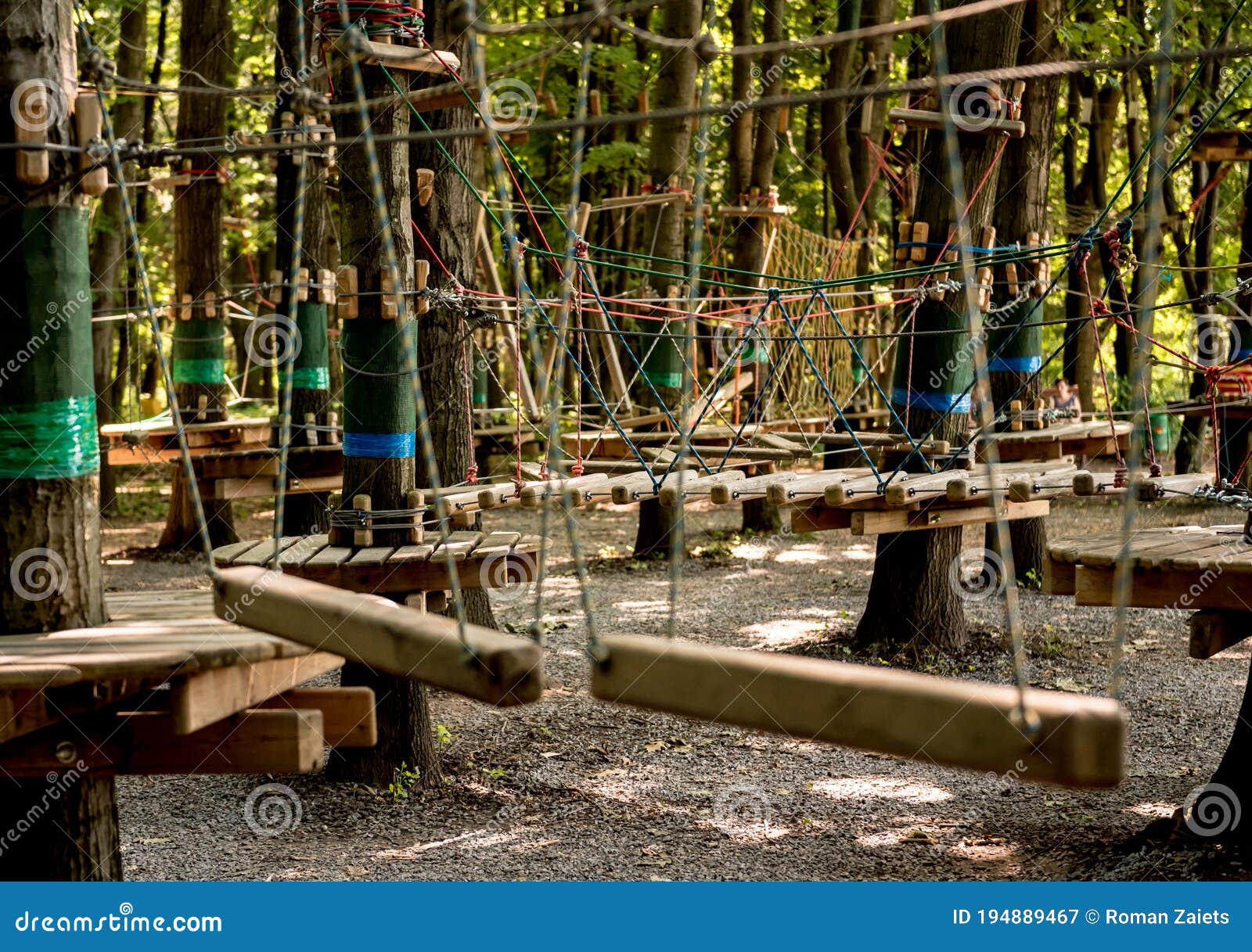 Rope Park in a Forest. Adventure Summer Park Stock Image - Image of ...