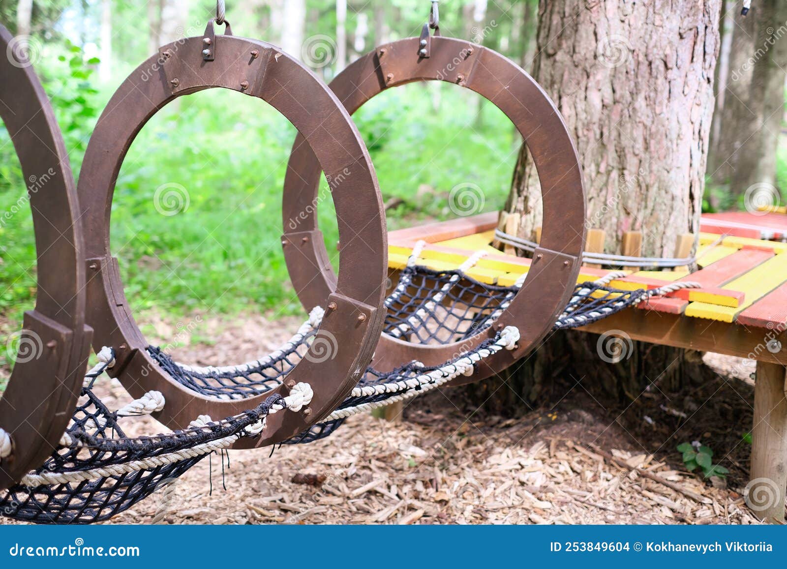 Rope Park, Obstacle Course in the Amusement Park Stock Photo - Image of ...