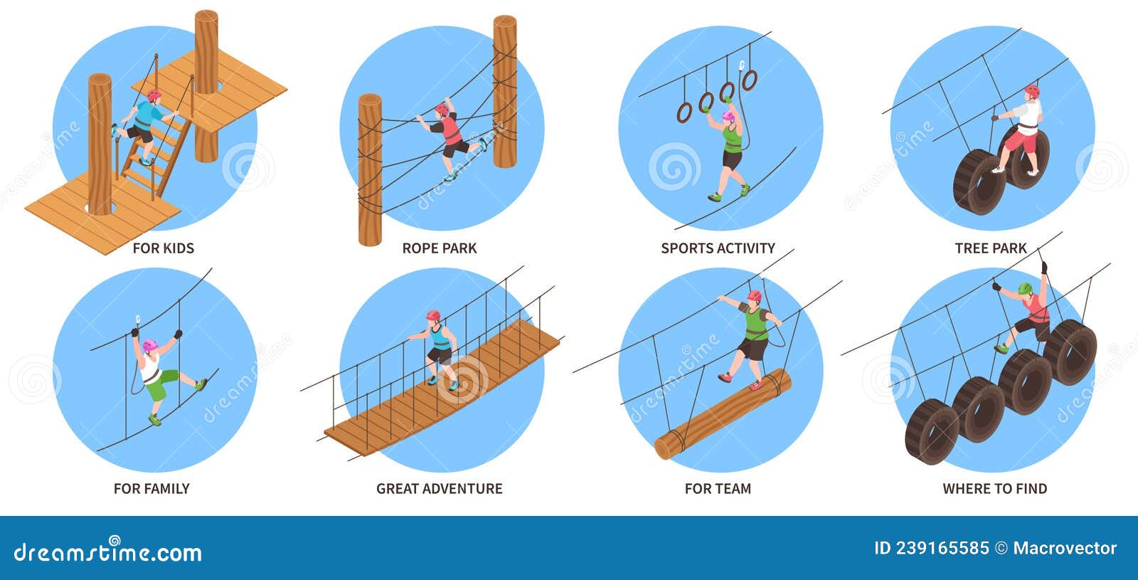 Rope Park Vector Climbing Adventure Park Equipment For Activity Extreme ...