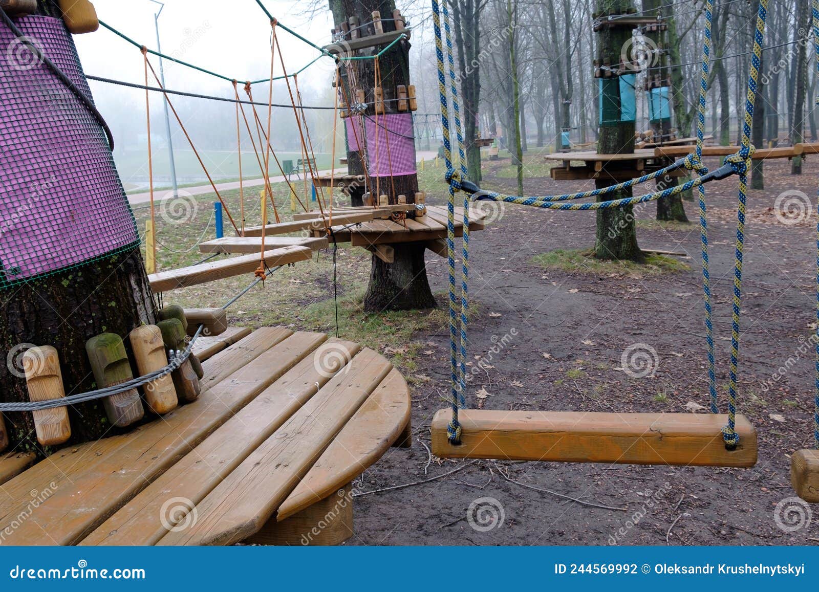 Rope Park Structures on Trees Stock Photo - Image of natural, leisure ...