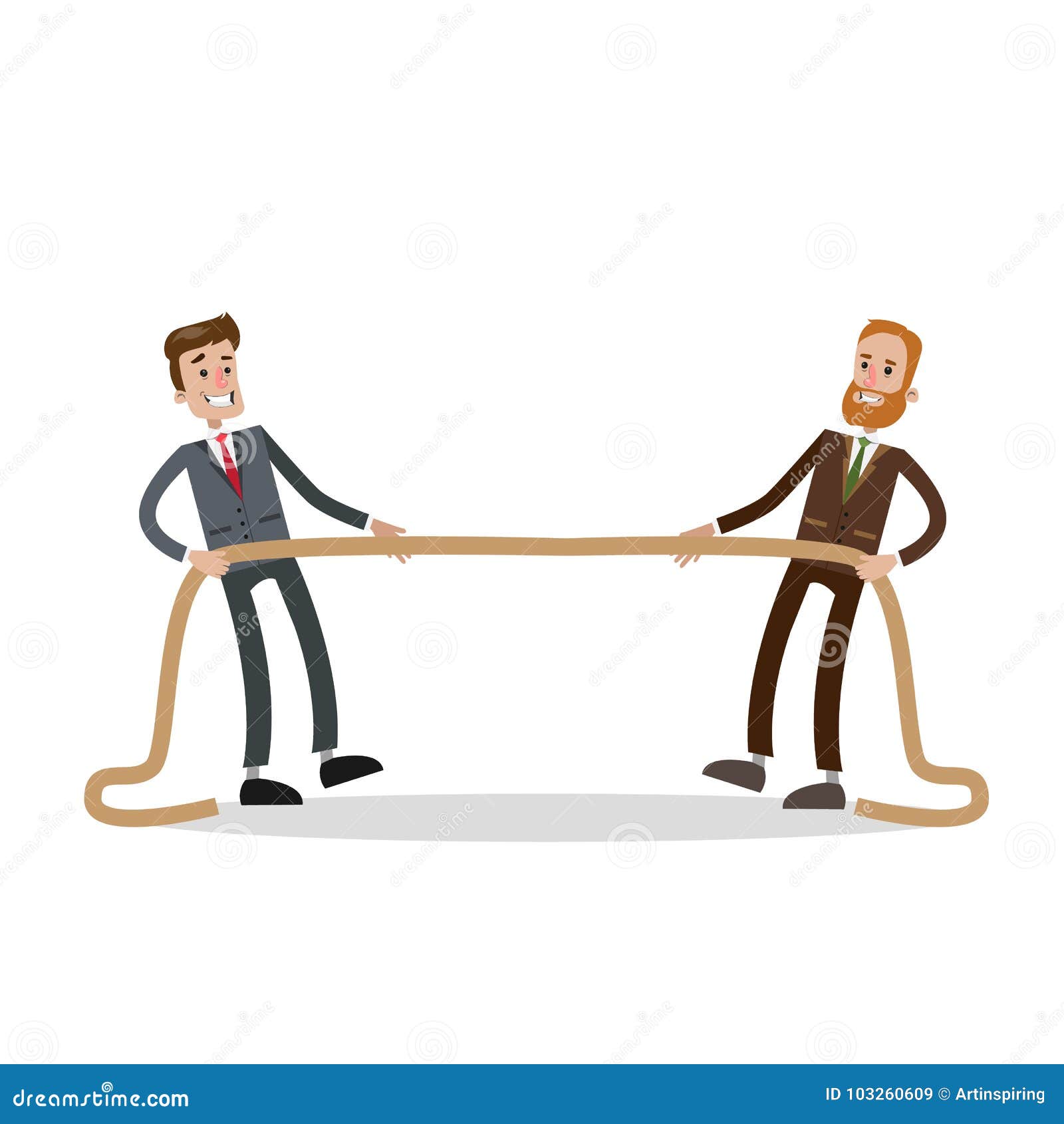 Tug Of War Rope Pulling Silhouette Business People Cartoon Vector ...
