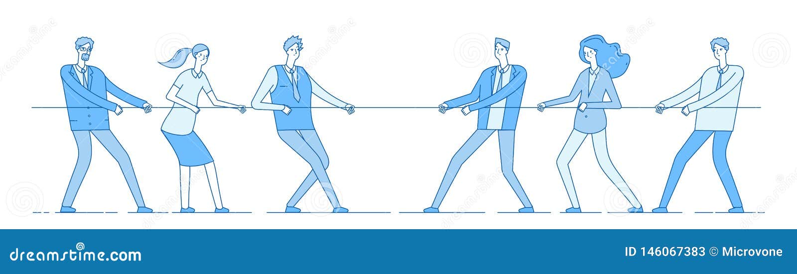 Rope Pulling. Team Business Competition, People Rival Pulling Rope ...