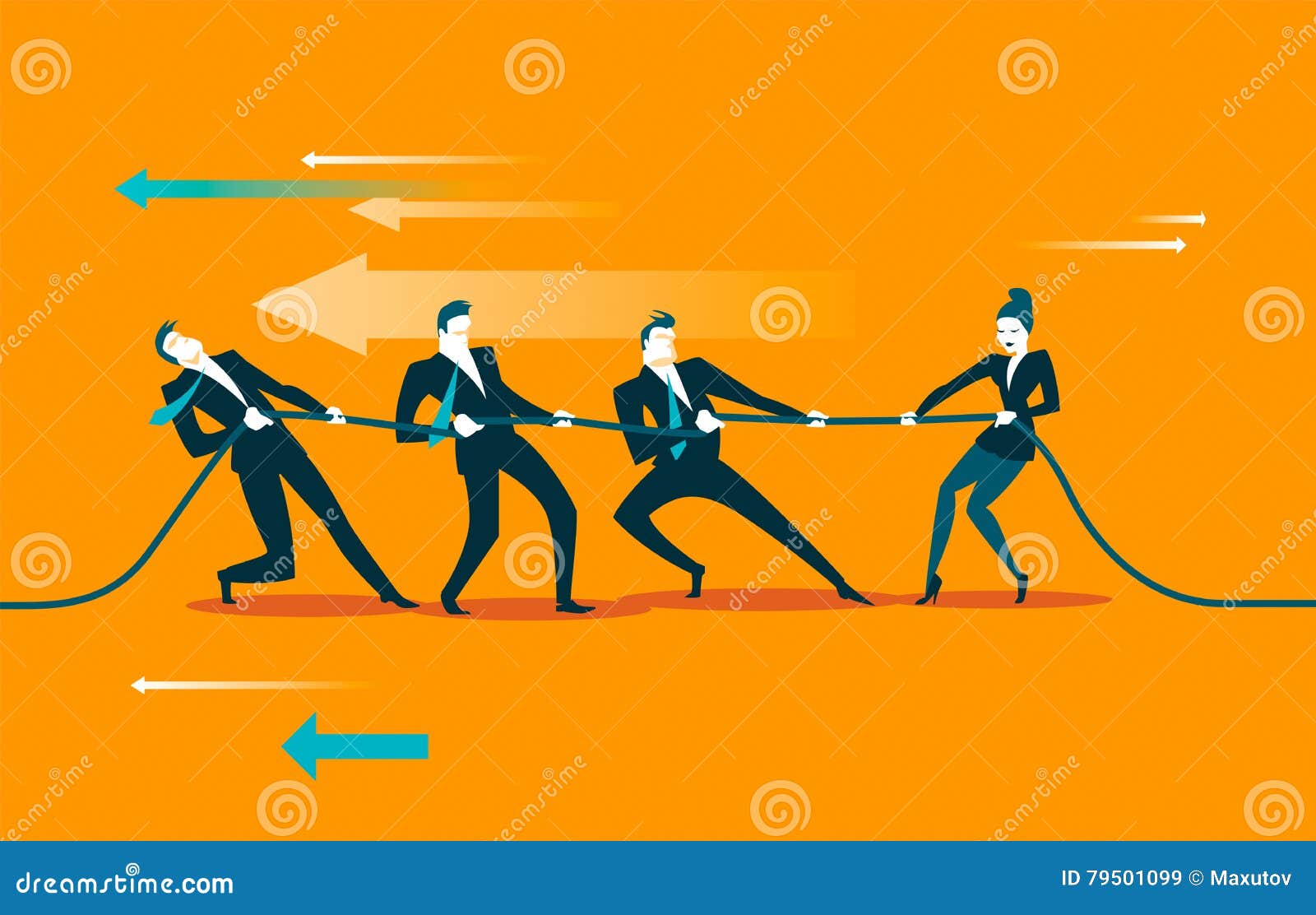 Rope Pulling Tug Of War Competition Uneven Fight Royalty-Free Stock ...