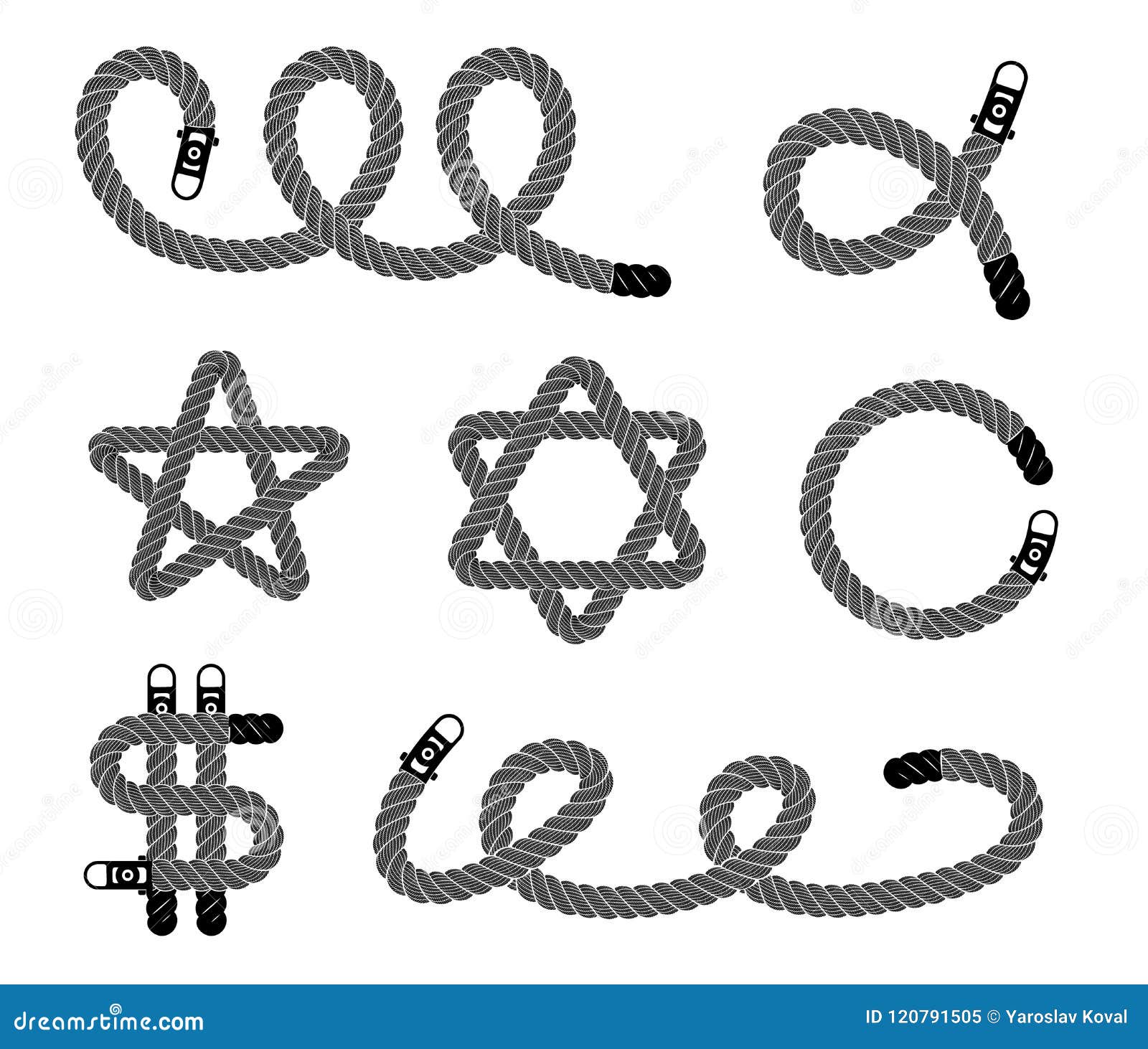 Rope Realistic Weaving Figure Set, Simple Style Stock Illustration ...