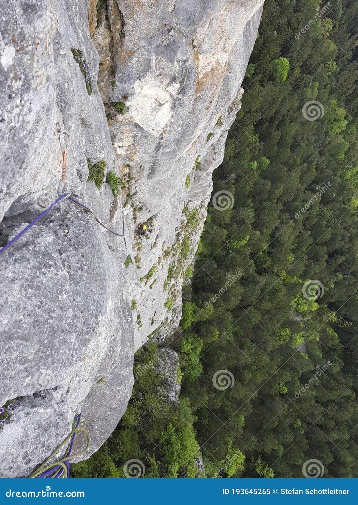 A Rope on the Rock for Climbing Stock Image - Image of barrier, natural ...