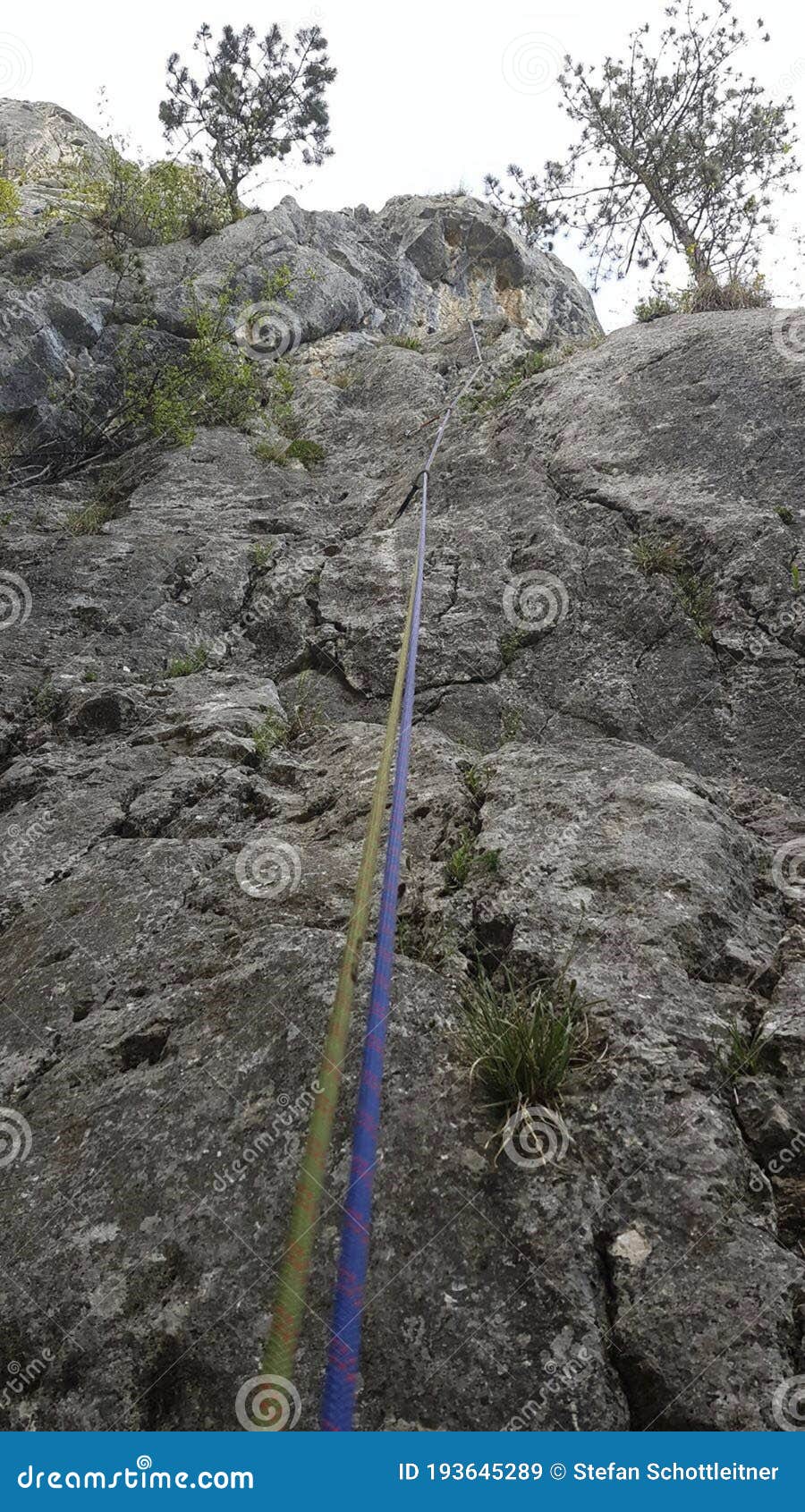 A Rope on the Rock for Climbing Stock Image - Image of outdoor ...