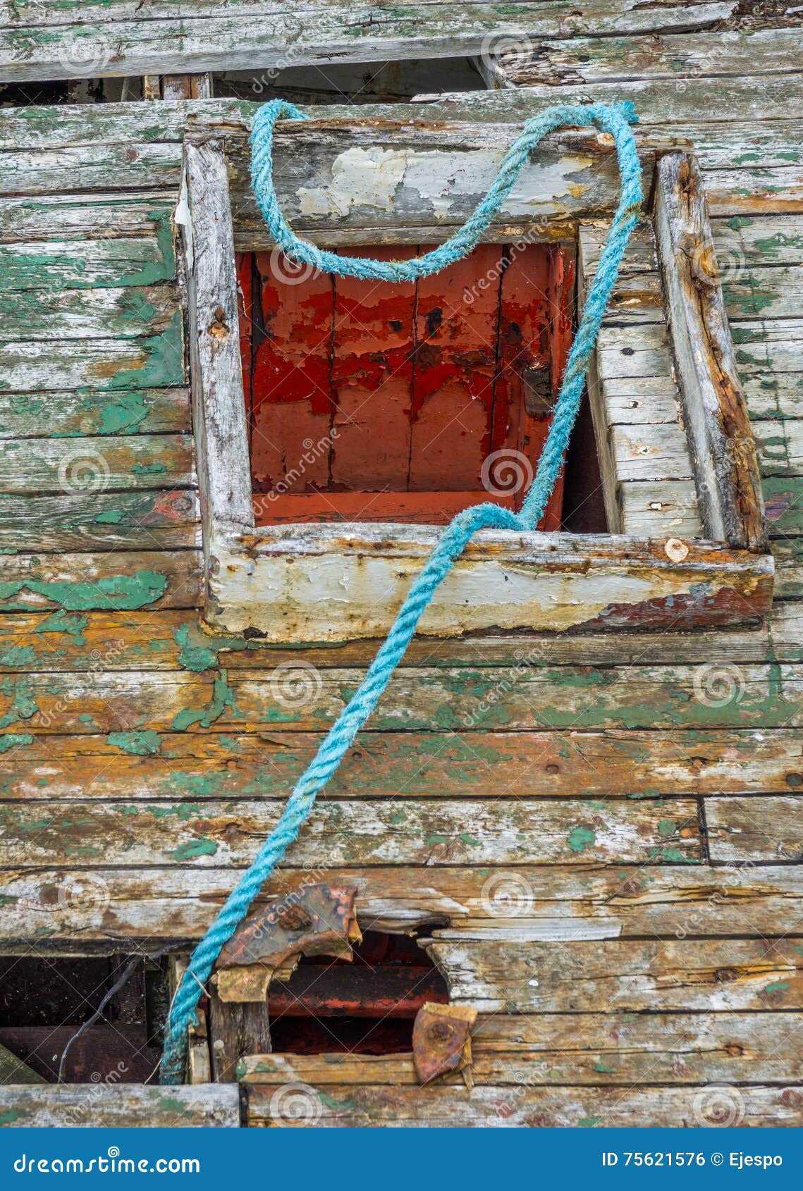 Rope on Rotten Boat stock photo. Image of door, galway - 75621576