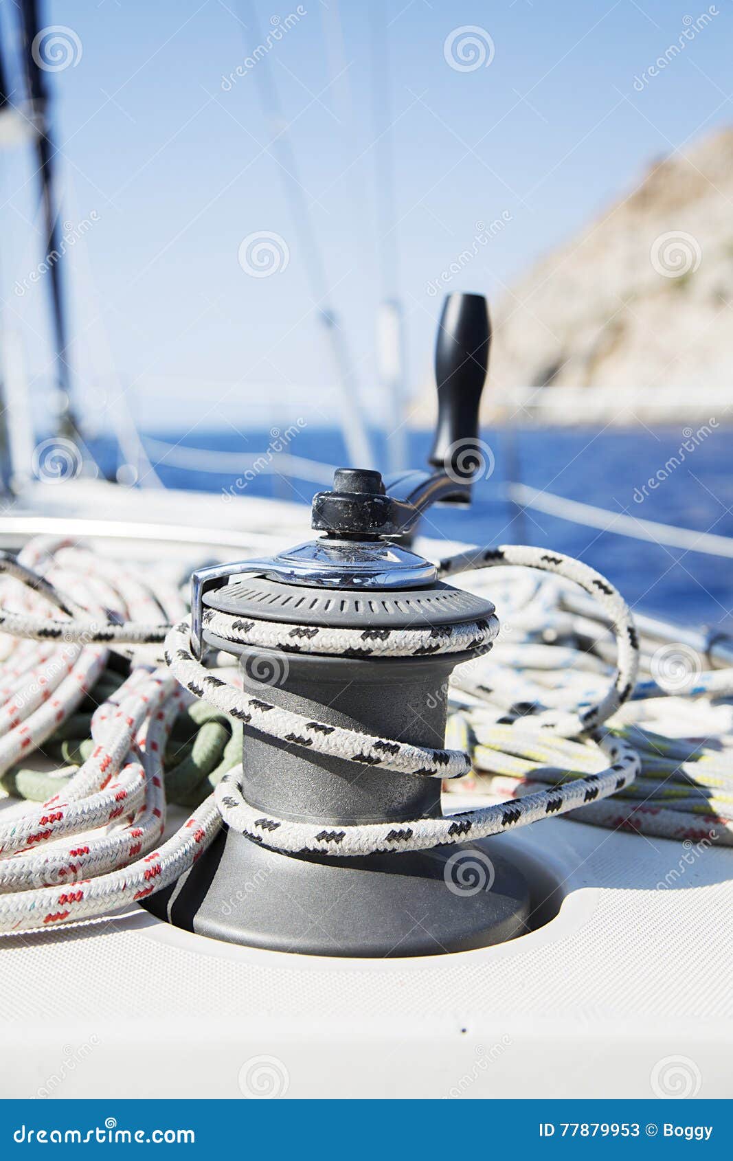 Rope on sailboat stock image. Image of navigation, spool - 77879953