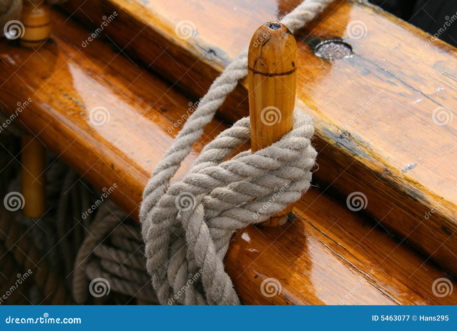 Rope on a sailing boat stock image. Image of attach, wood - 5463077