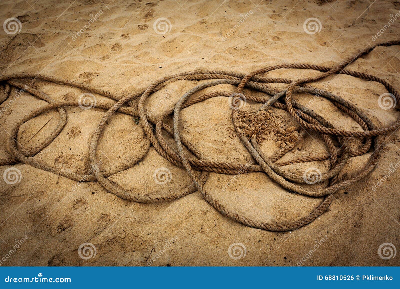 Rope in sand stock photo. Image of rope, coconut, beach - 68810526