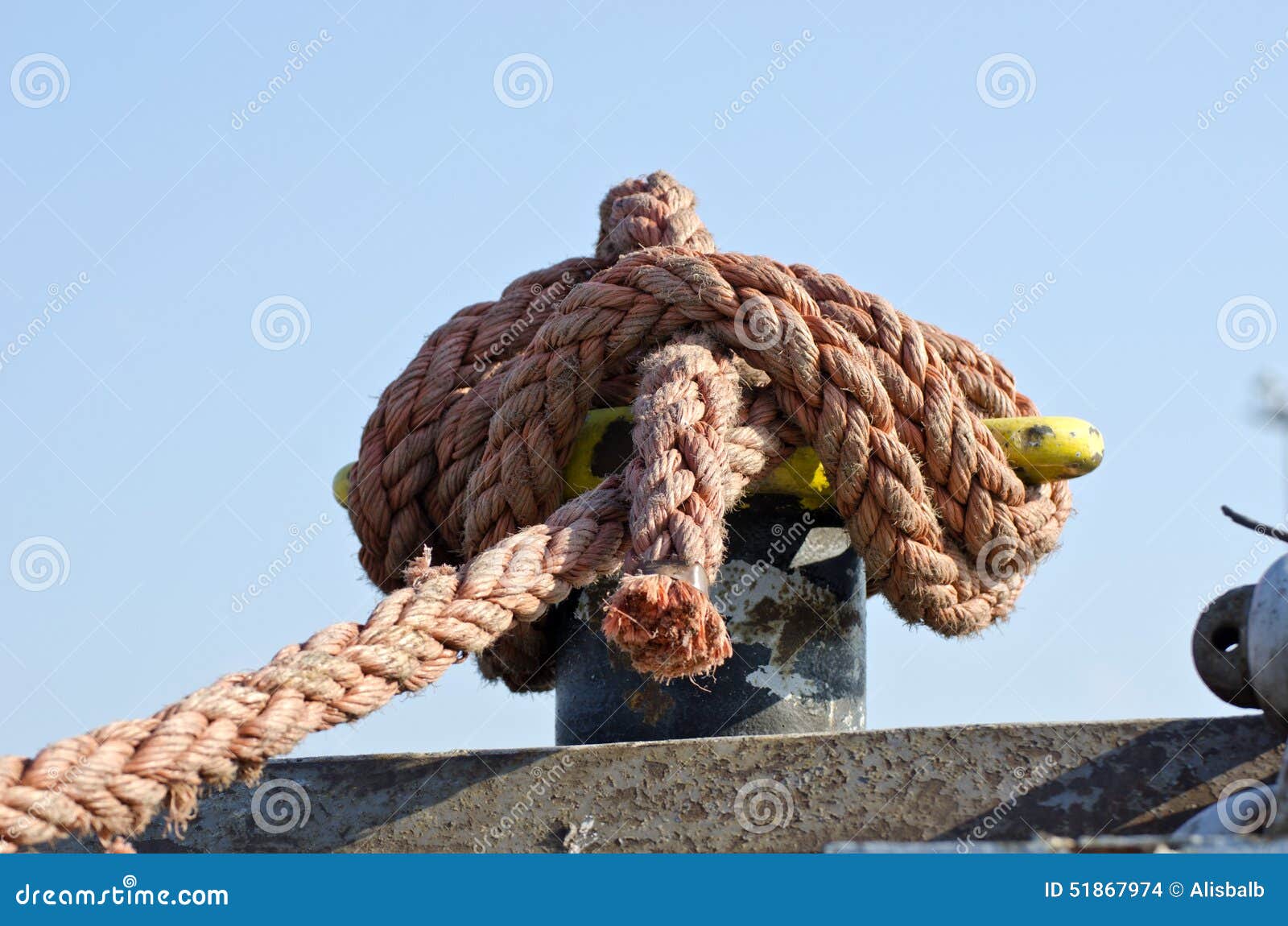 Rope on sea ship fence stock photo. Image of ship, security - 51867974