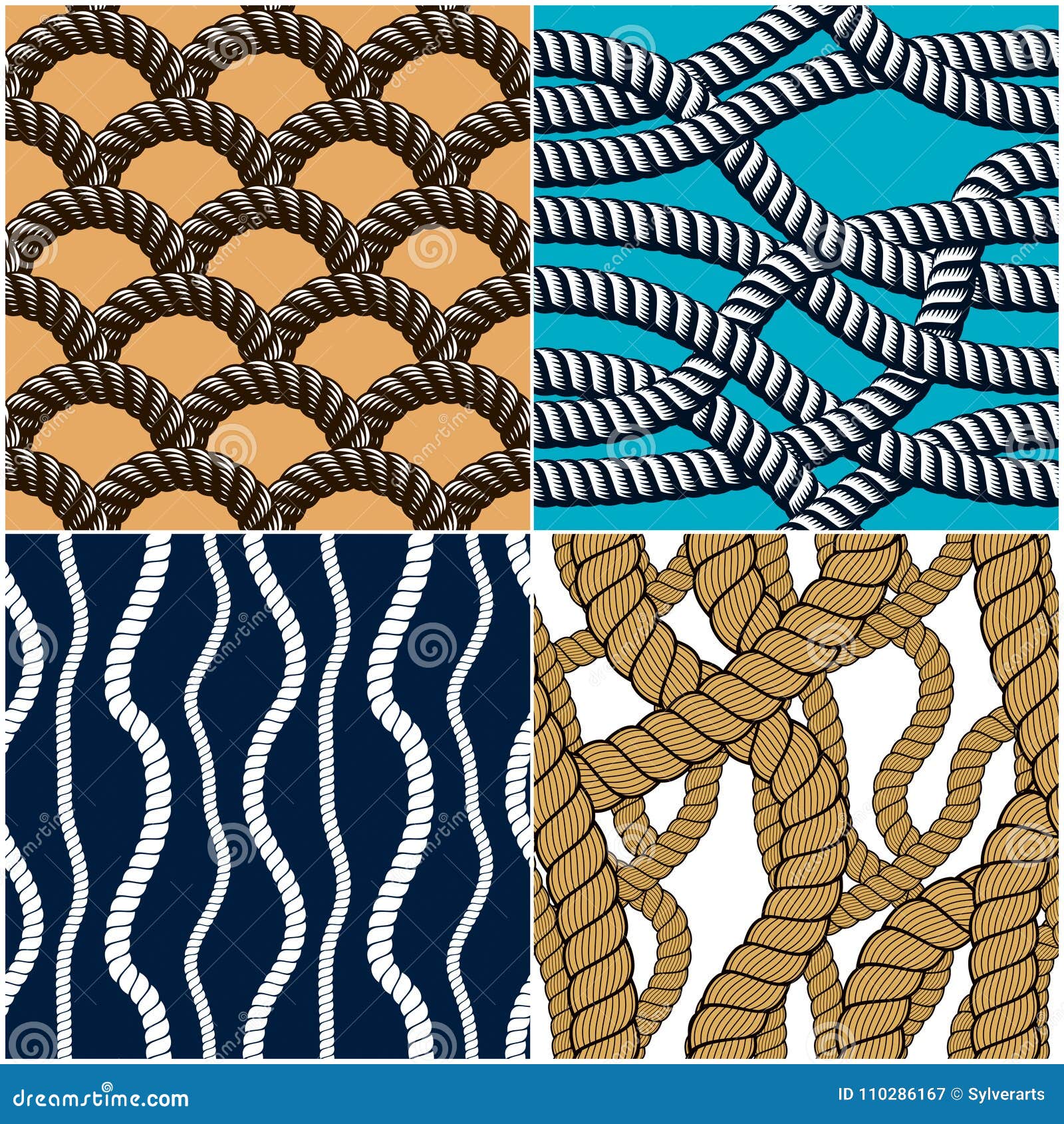 Rope Seamless Patterns Set, Trendy Vector Wallpaper Backgrounds Stock ...