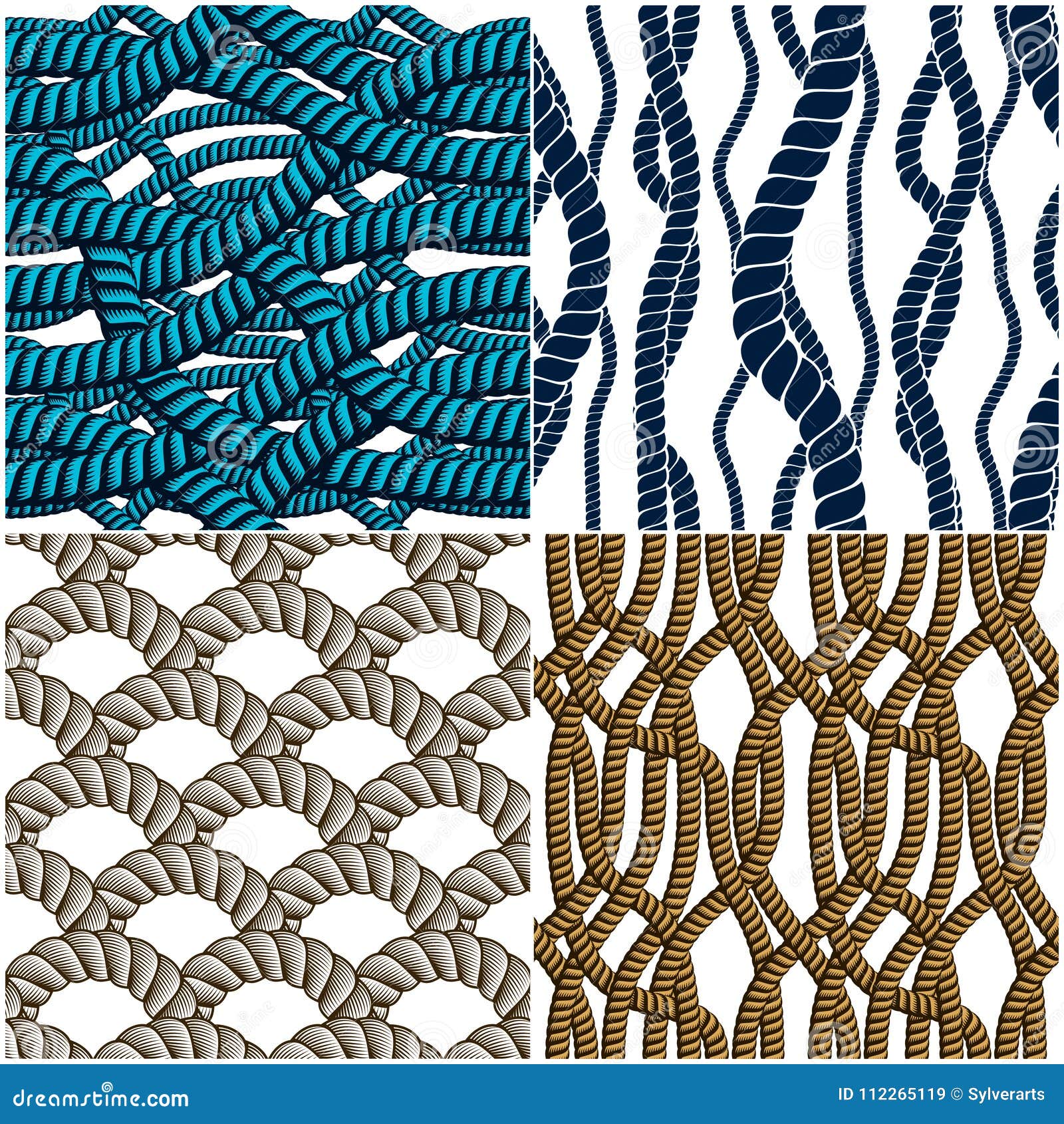Rope Seamless Patterns Set, Trendy Vector Wallpaper Backgrounds Stock ...