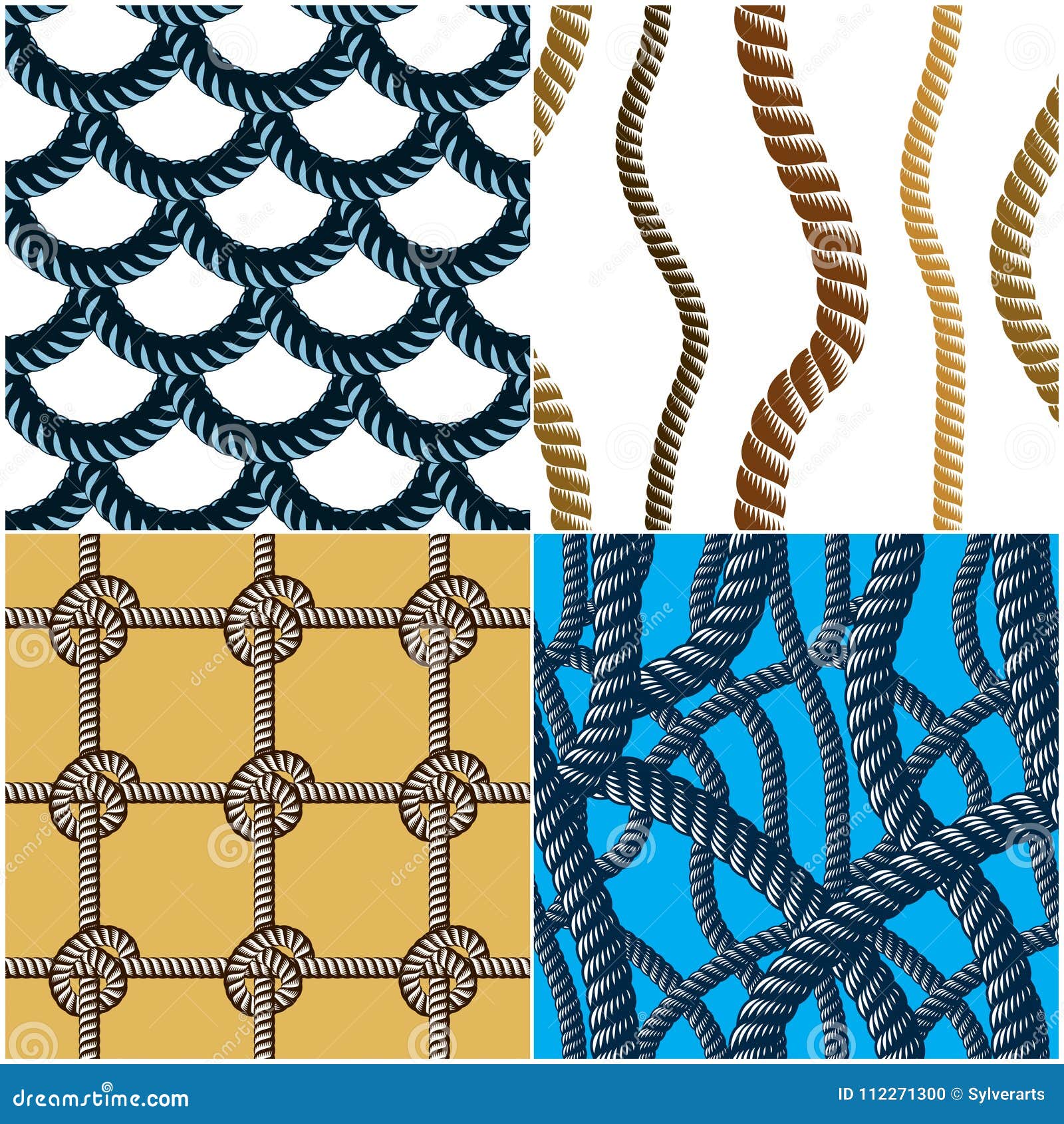 Rope Seamless Patterns Set, Trendy Vector Wallpaper Backgrounds Stock ...