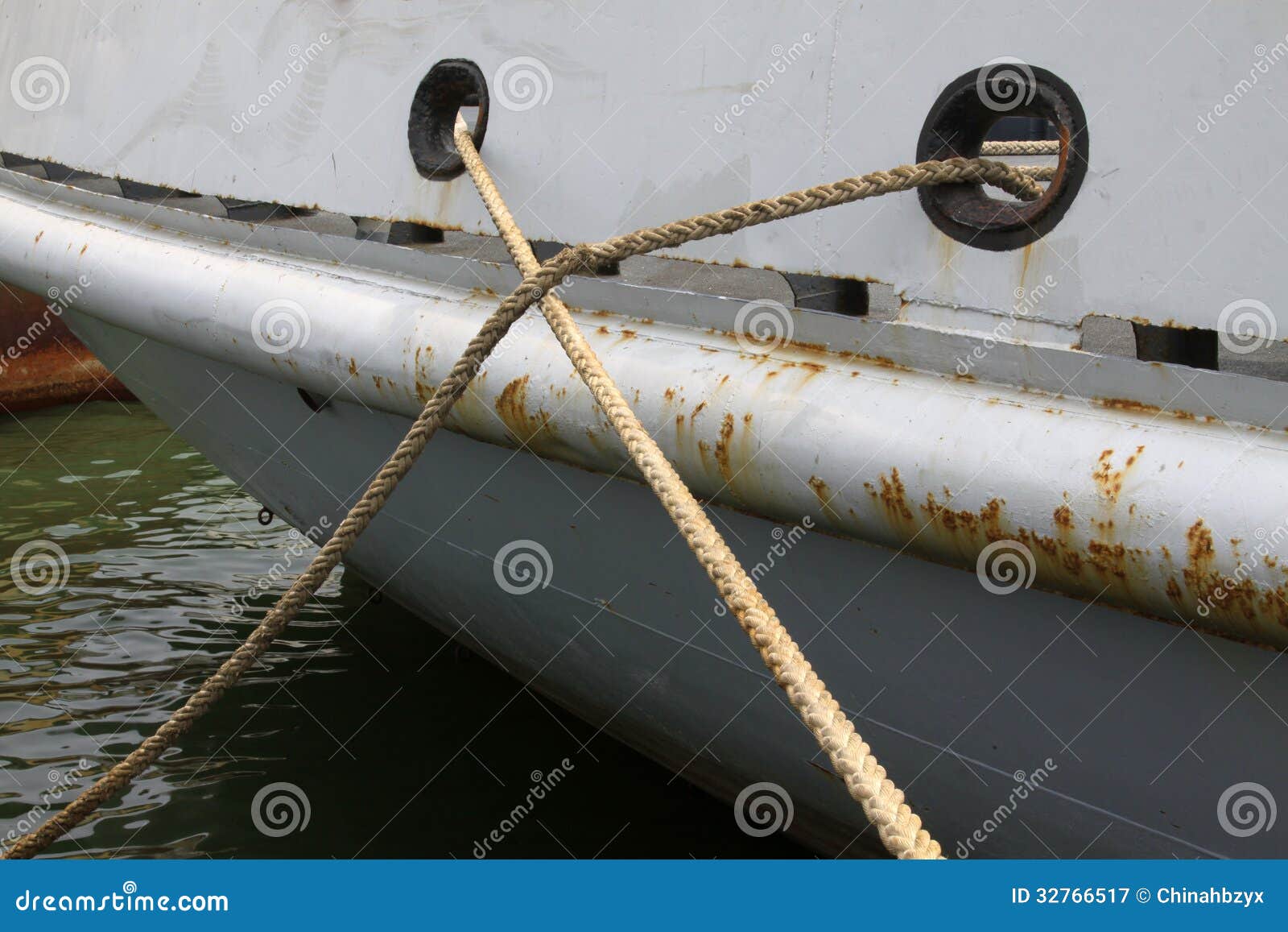 Rope on ship stock image. Image of coir, hole, weaving - 32766517