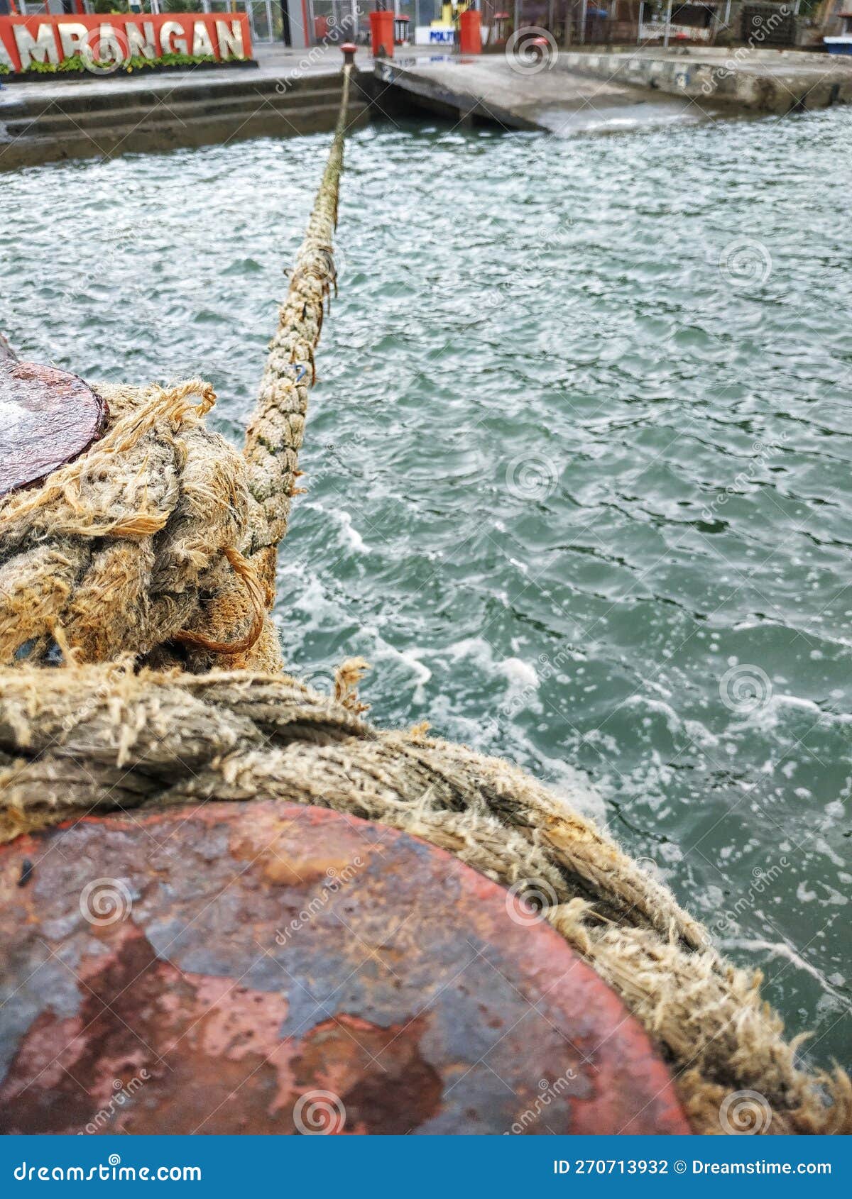 The Rope of a Ship Moored at the Dock Stock Photo - Image of vehicle ...
