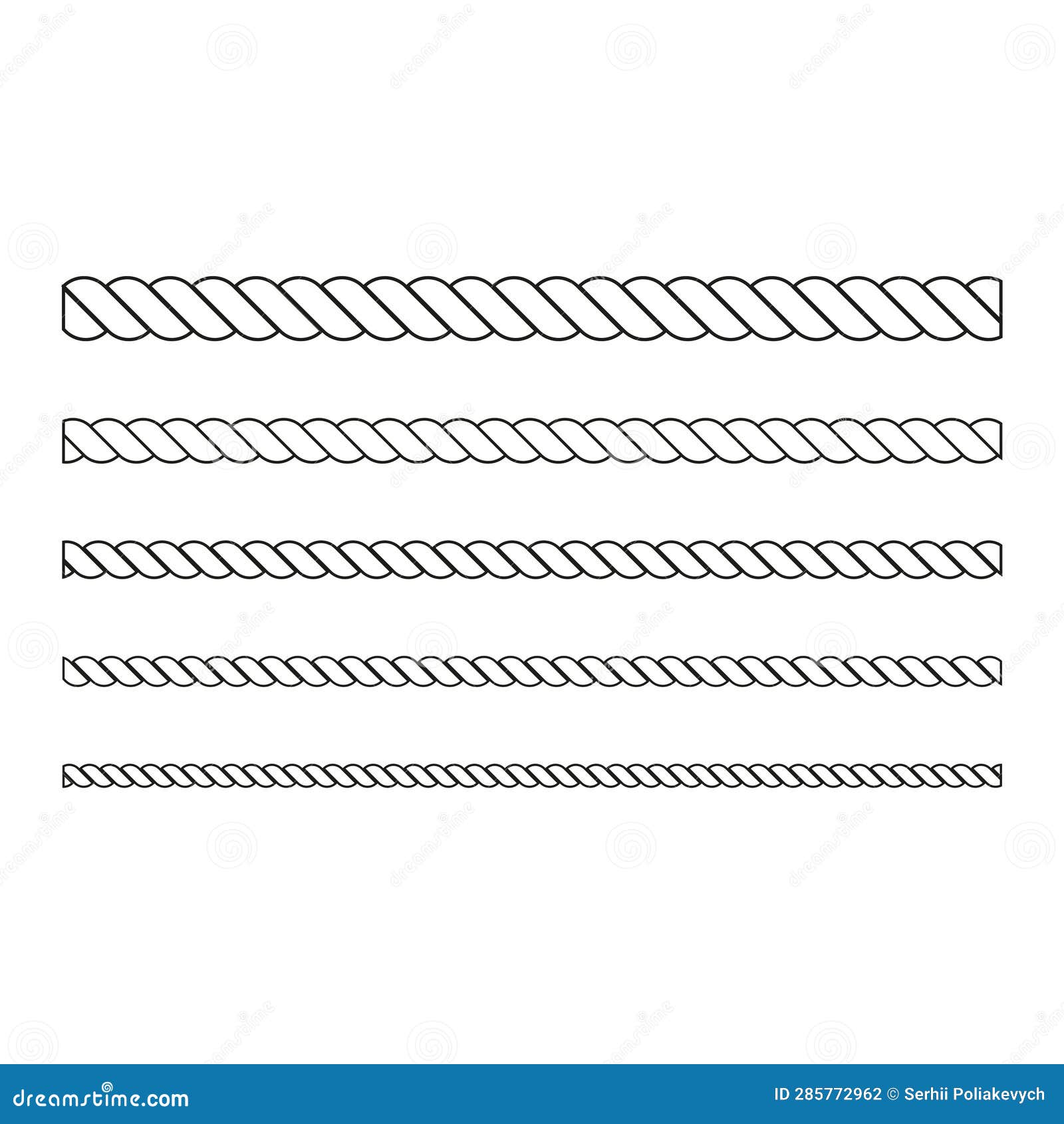 Rope Symbol. Different Thickness Line Ropes Set. Vector Illustration ...