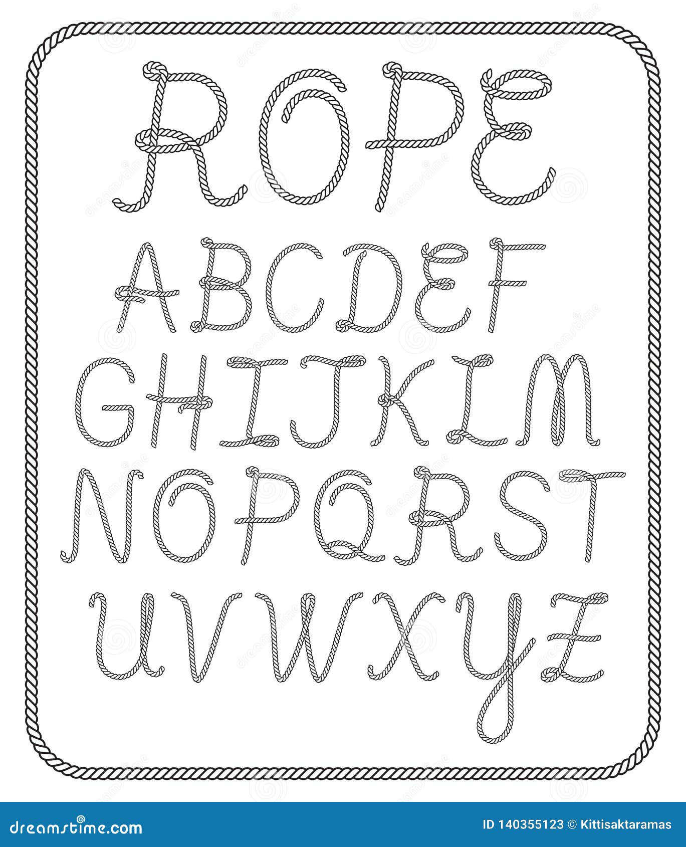 Rope Alphabet Letter Collection. Stock Vector - Illustration of line ...
