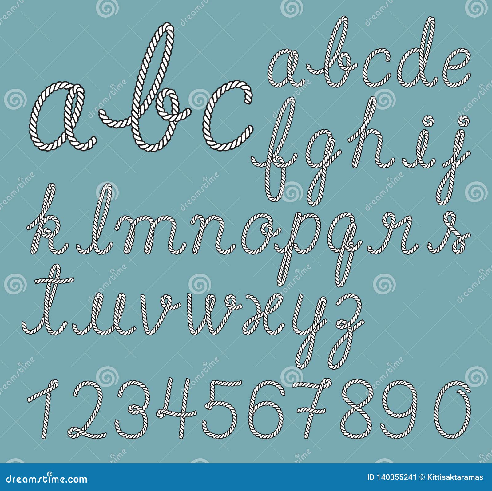 Rope Alphabet Letter Collection. Vector Stock Vector - Illustration of ...