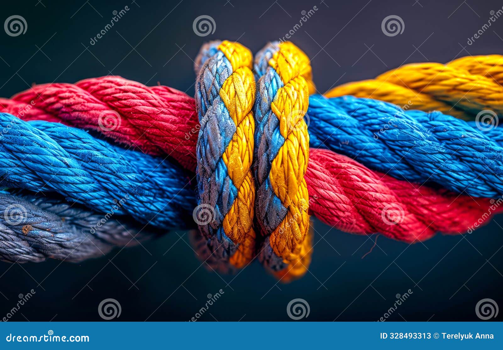 A Rope with Three Different Colored Strands is Twisted Together. the ...