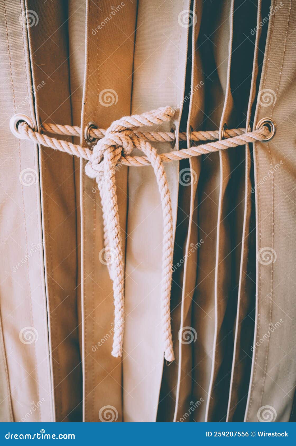 Rope Tied Gathered Curtains Stock Photo - Image of knot, tied: 259207556