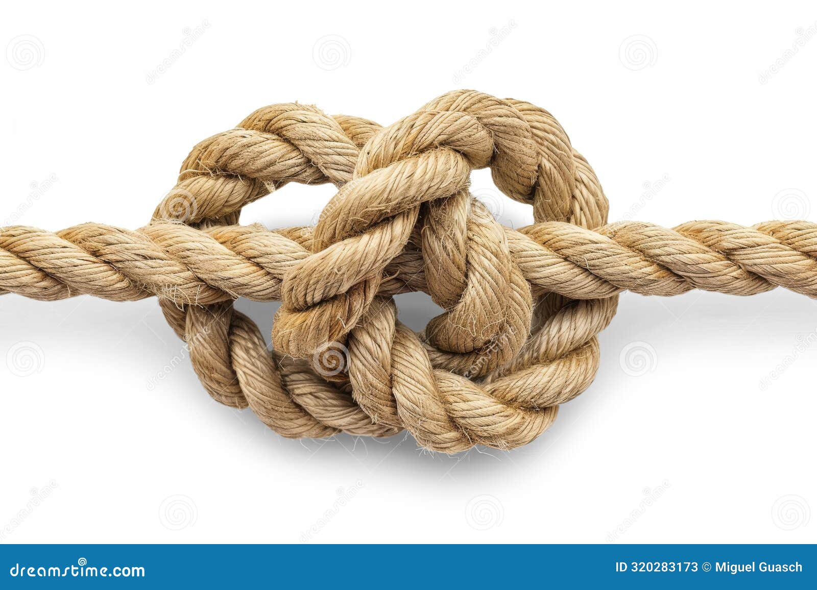 A Rope is Tied with a Knot Isolated from the White Background Stock ...
