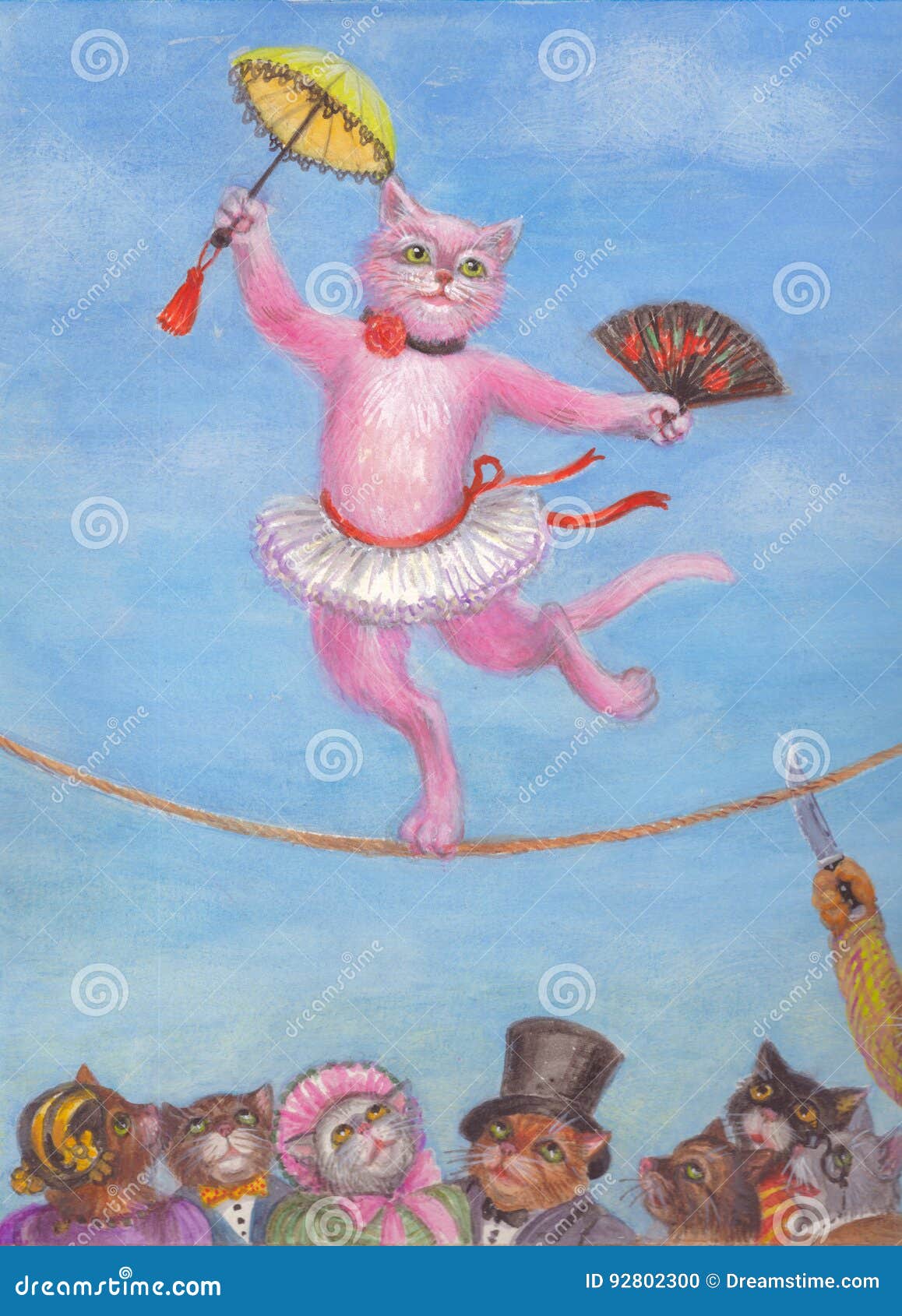 Rope walking cat stock illustration. Illustration of continent - 92802300