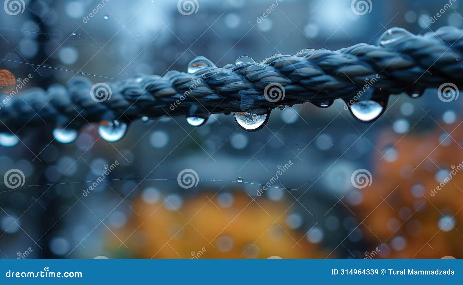 Rope with Water Droplets in Rain Stock Image - Image of dangle, damp ...