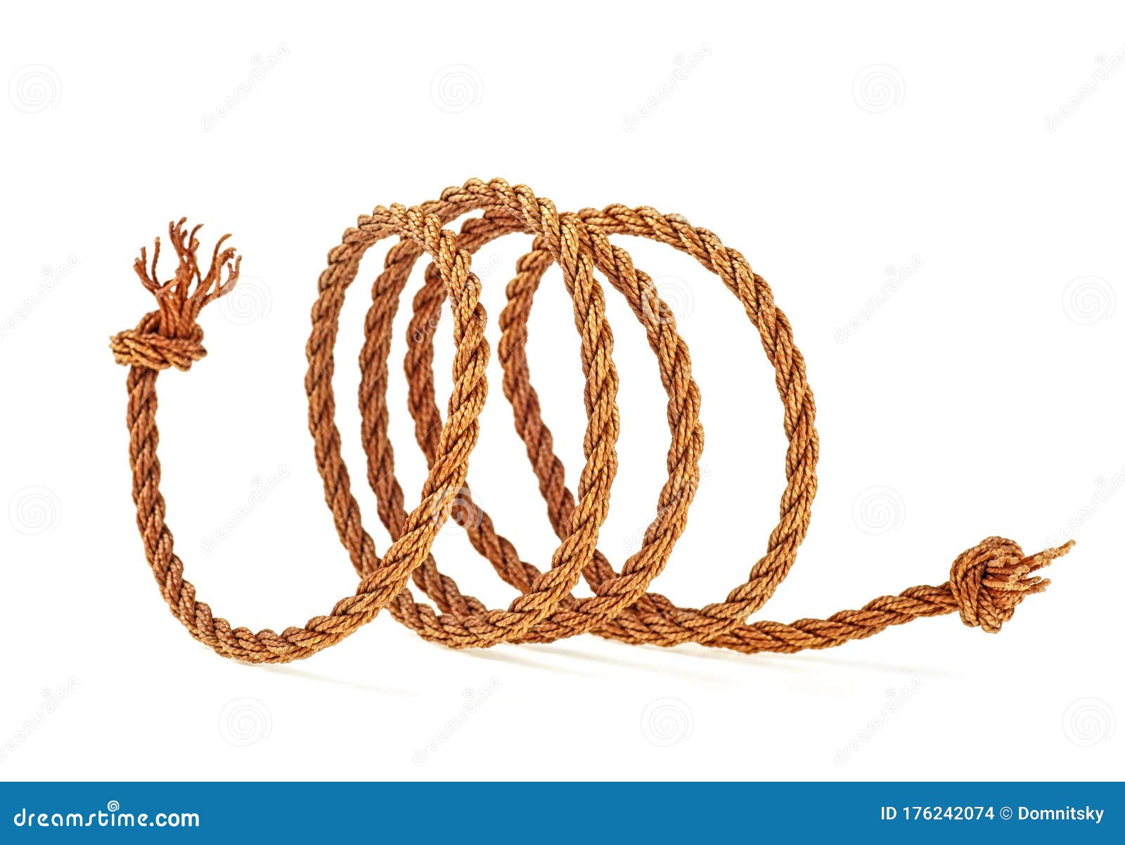 Rope on White Background. Shape of Spiral Stock Photo - Image of tool ...