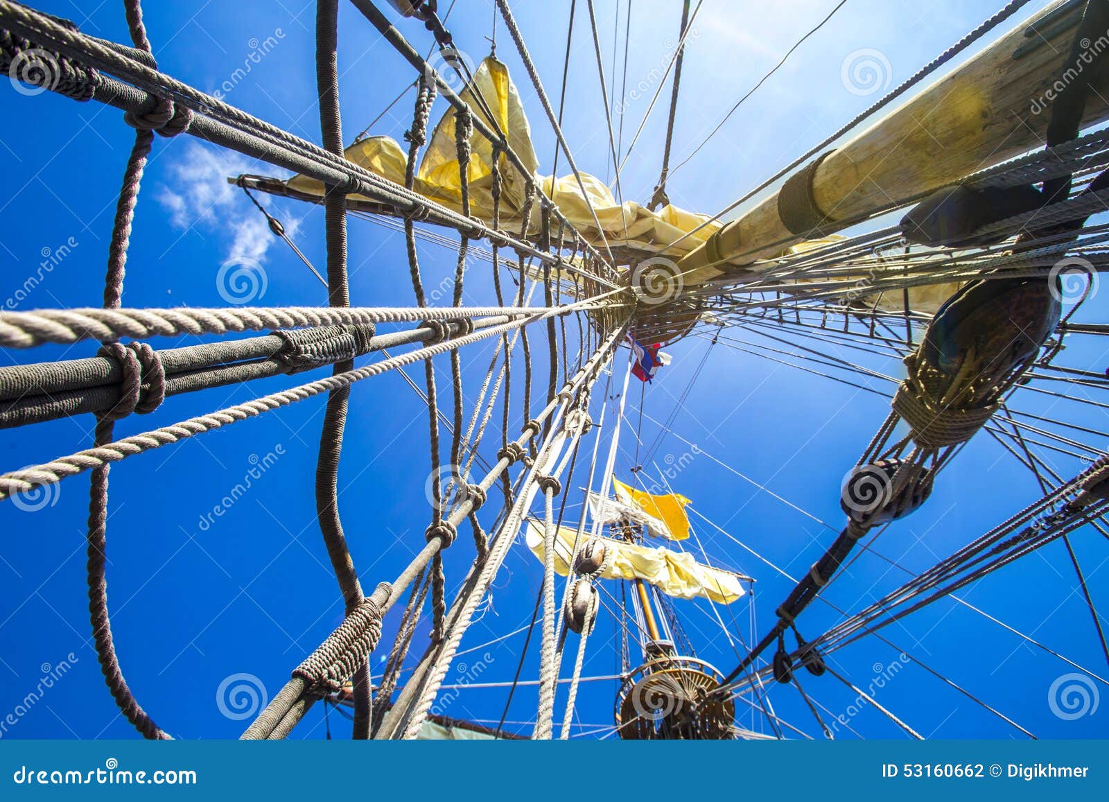 Rope, Wires and Strings on a Pirate Ship Stock Photo - Image of ...