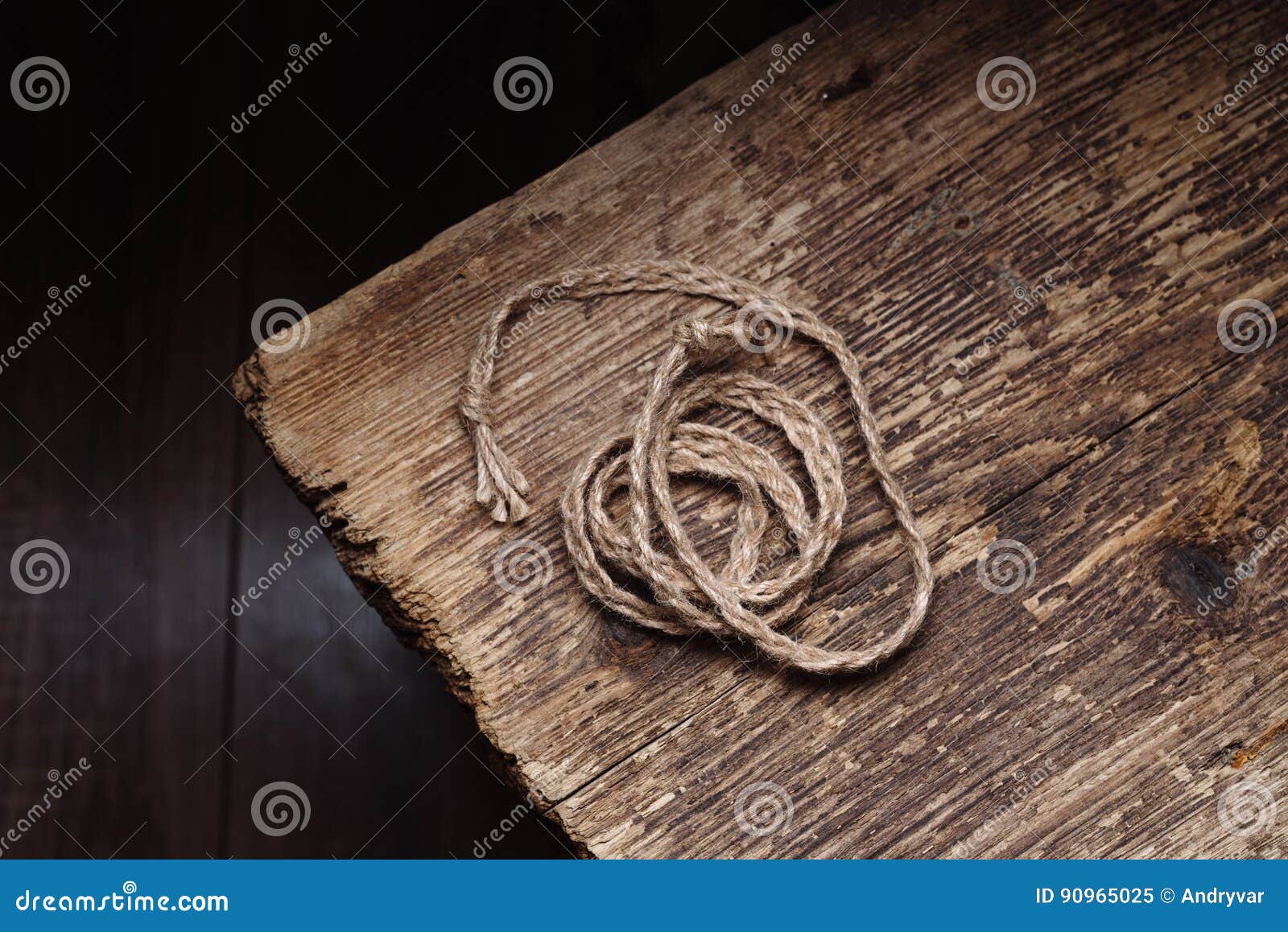 Rope on a wooden table stock image. Image of line, string - 90965025